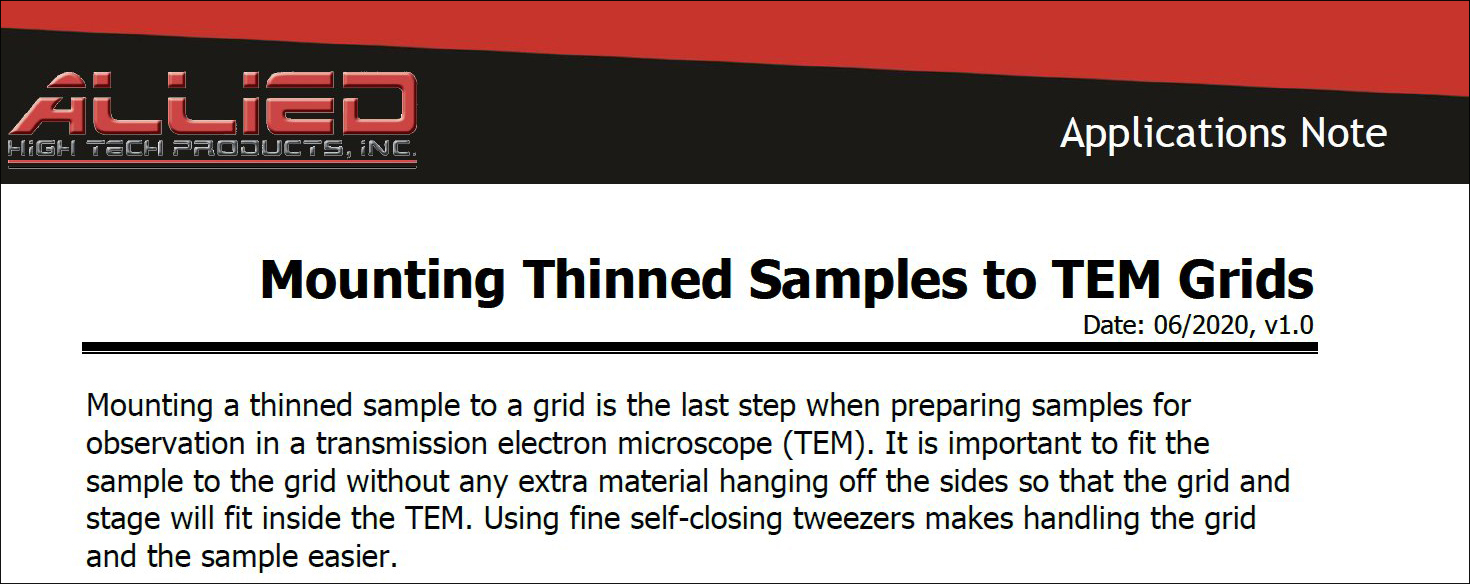 Allied High Tech Products - NEW Applications Note: Mounting Thinned ...